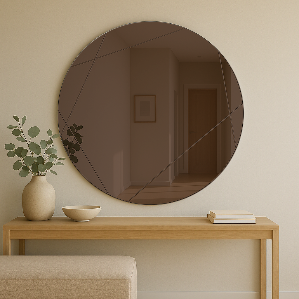 Bronze Tinted Frameless Round Grooved Mirror – Shopcontempoglassdesign